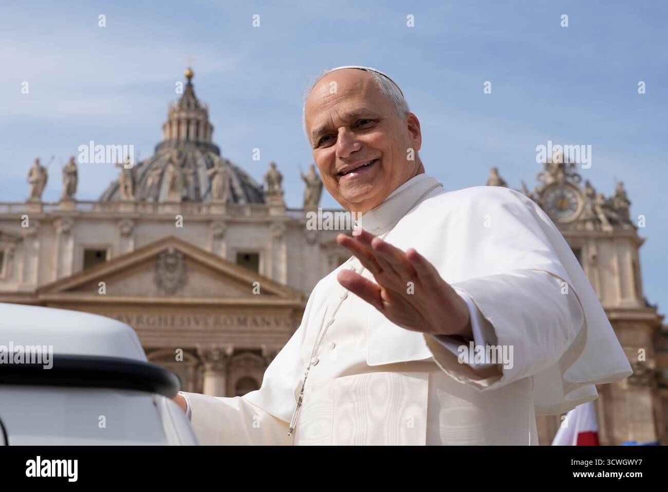 Pope Leo XIV tours among the faithful in his popemobile after presiding ...