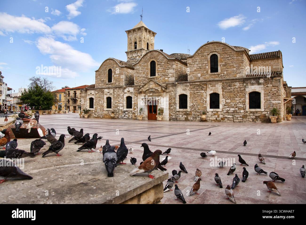 Birds flying outside of the Ancient 9th century Greek Orthodox Church ...