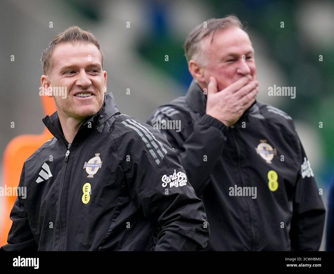 Northern Ireland coach Steven Davis and manager Michael O'Neill (right ...
