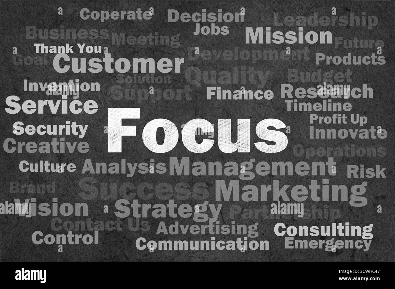 Focus concept with other related words on retro background Stock Photo ...