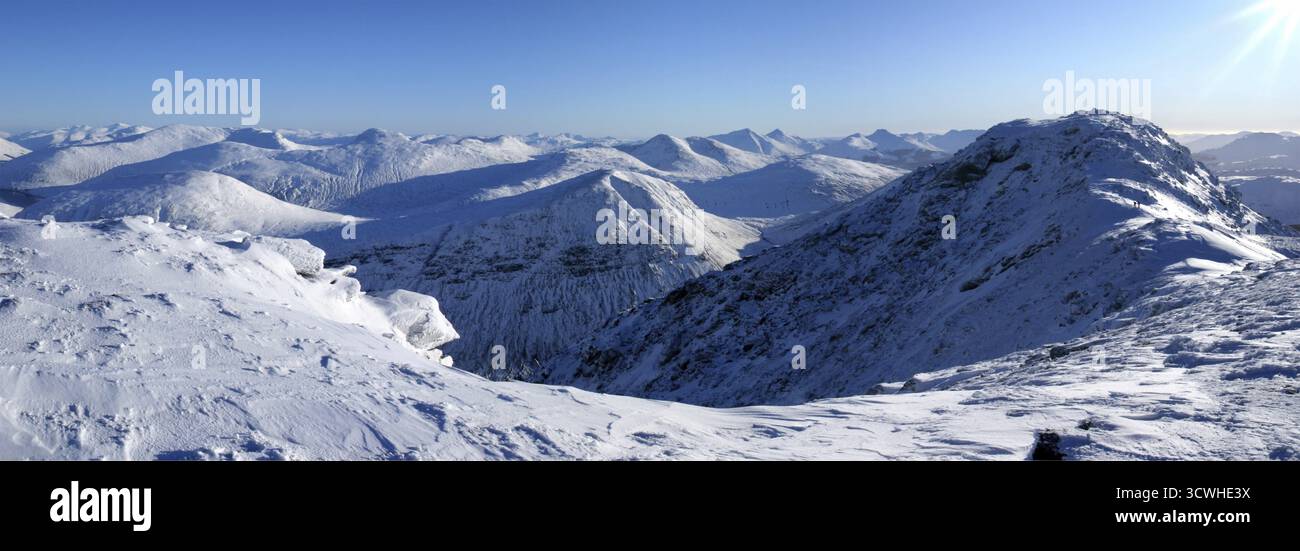 Panorama from the North top of Beinn Dorain looking to the South summit ...