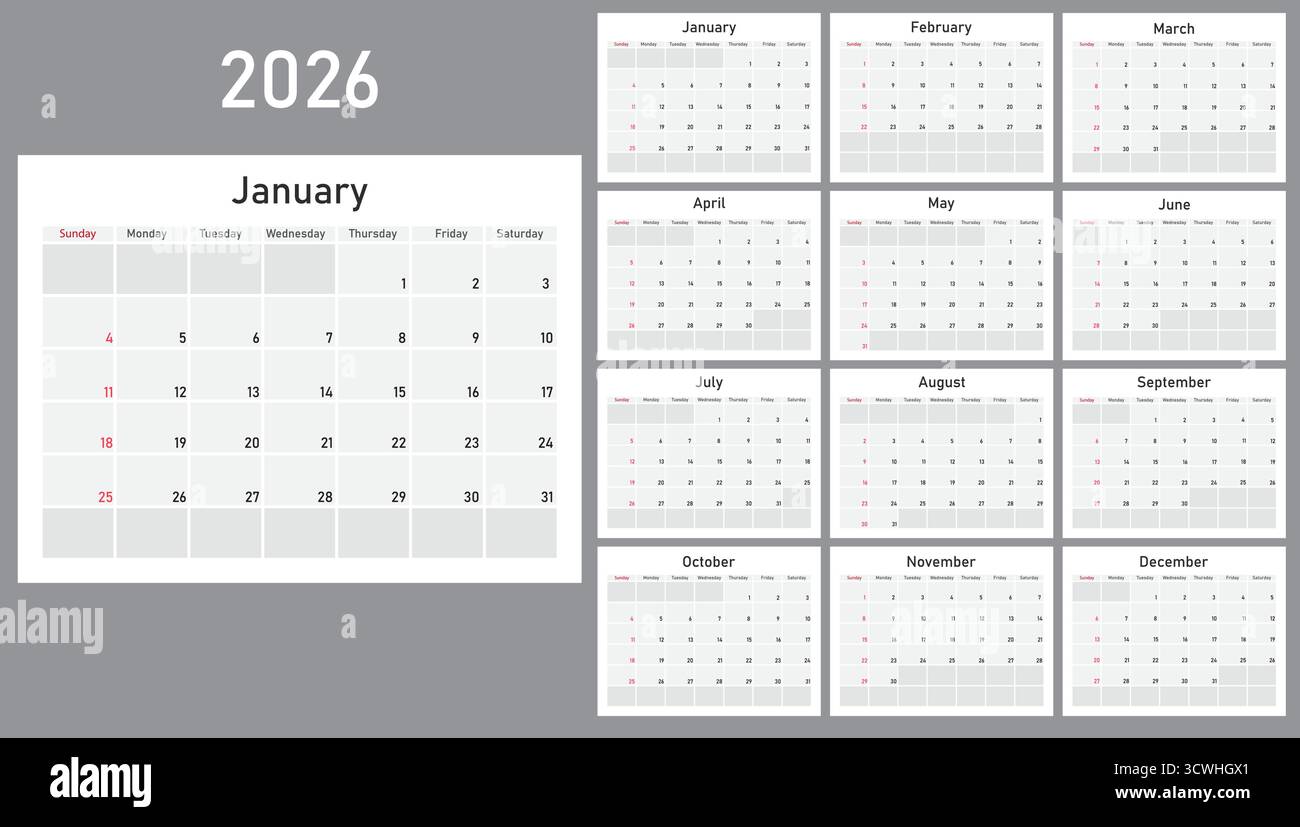 2026 calendar design february highlighted hi-res stock photography and ...