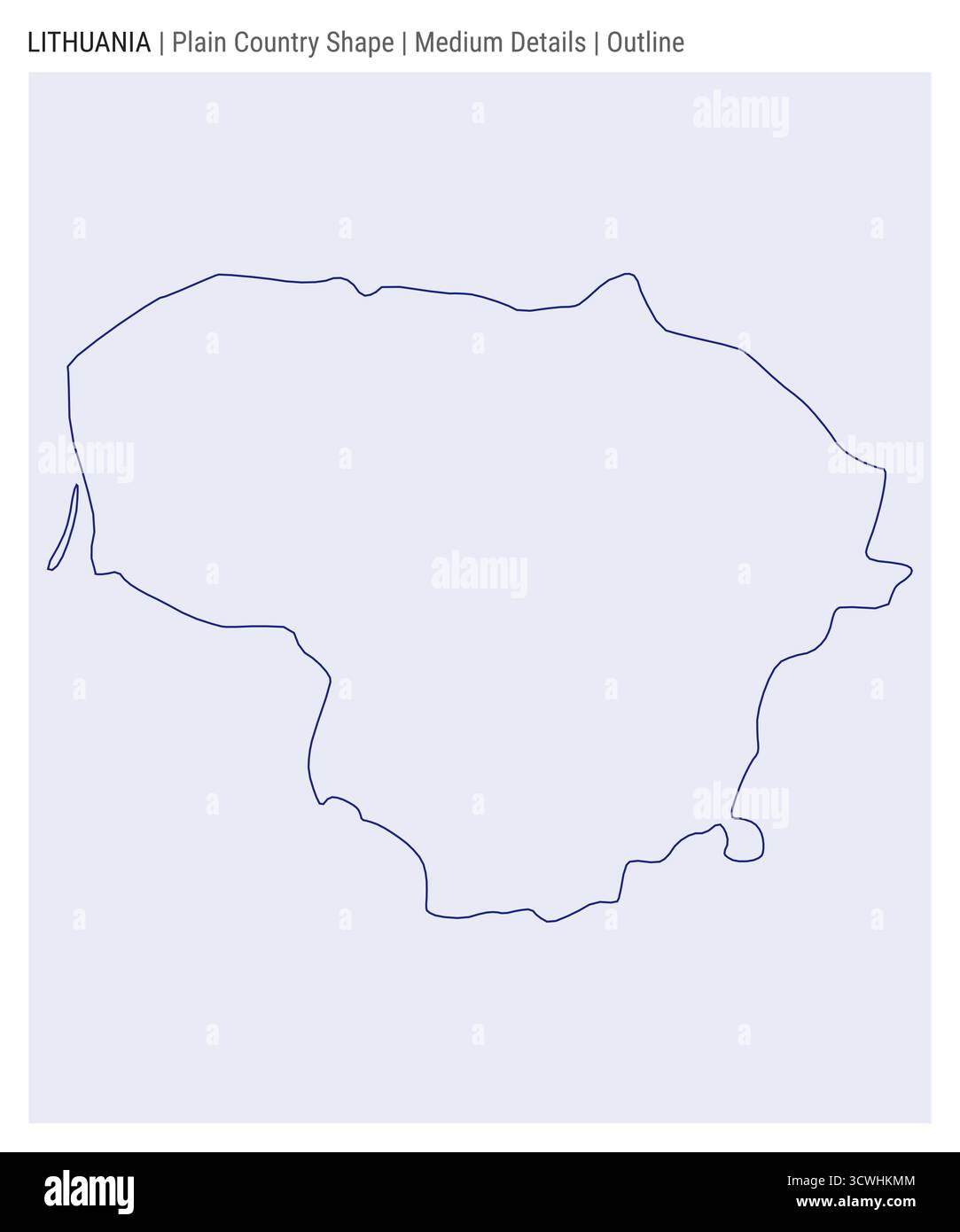 Lithuania plain country map. Medium details. Outline style. Shape of ...
