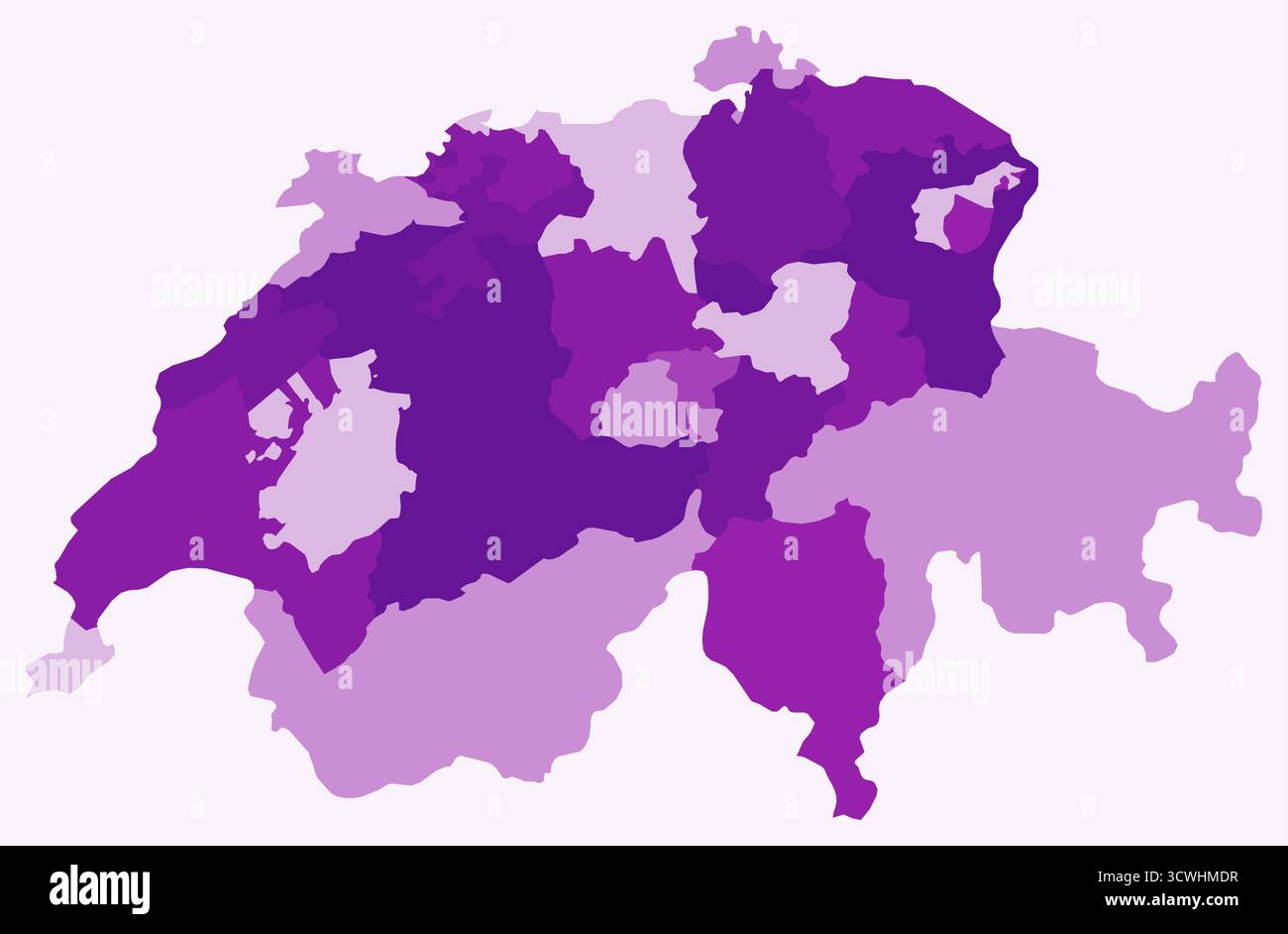 Map of Switzerland with regions. Just a simple country border map with ...