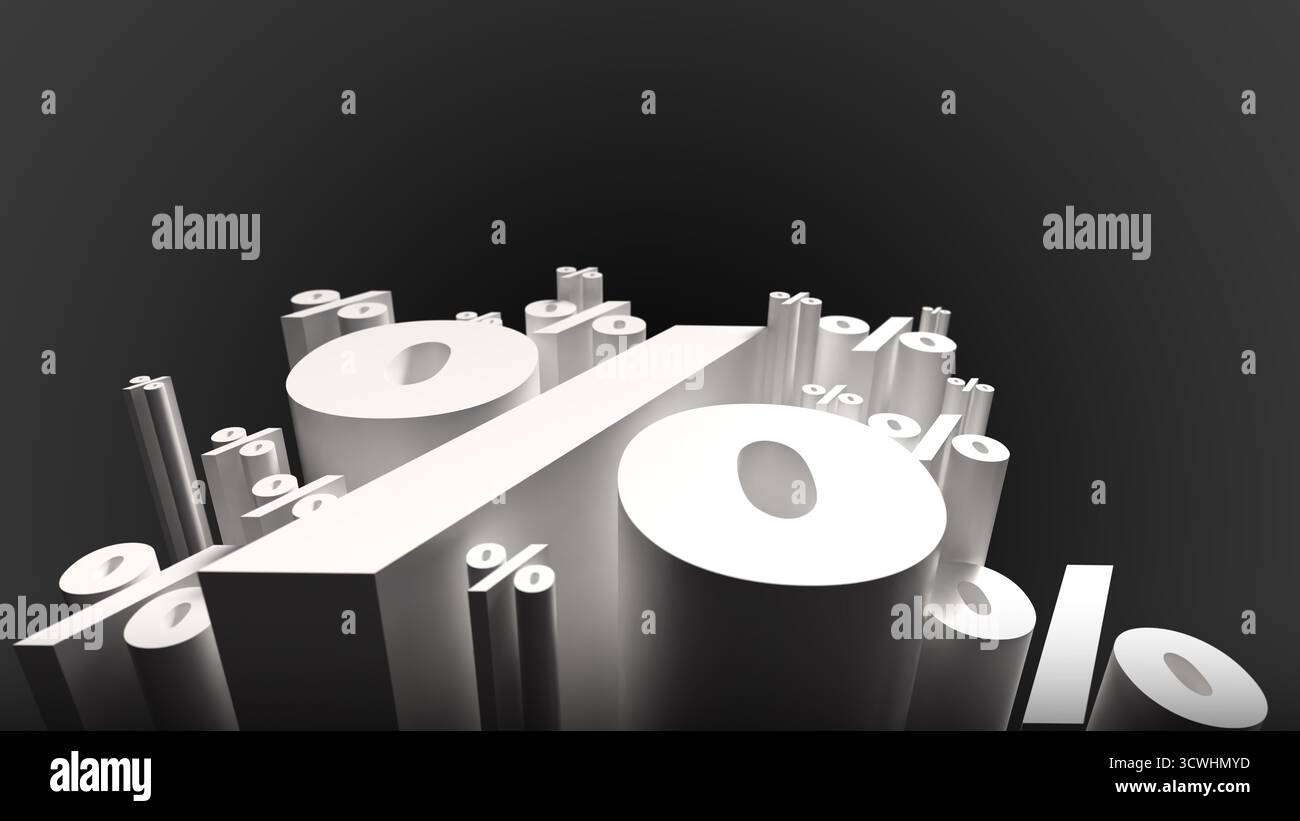 White Percent Symbols 3D Dark Background. Conceptual image showing ...