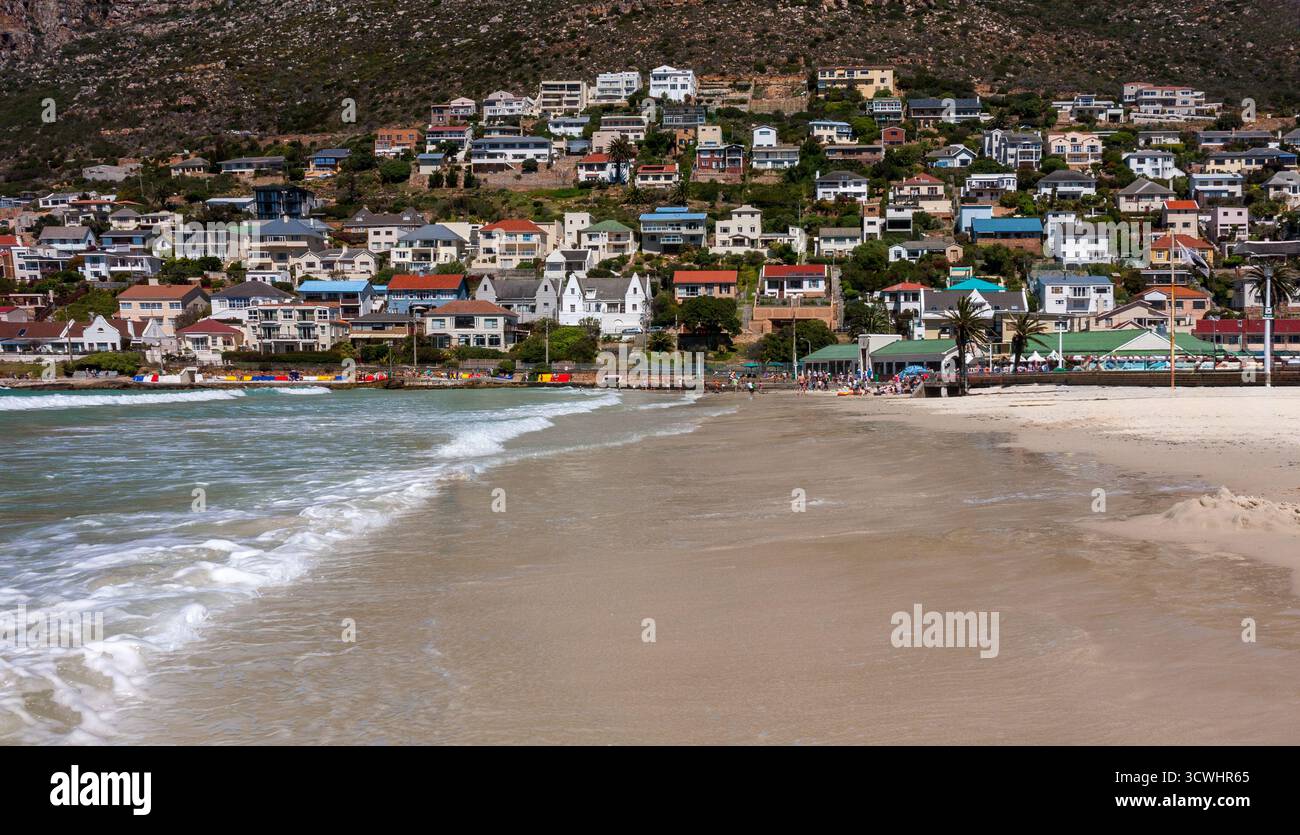 Cape Town in South Africa, fish hoek beach near Table Mountain ...