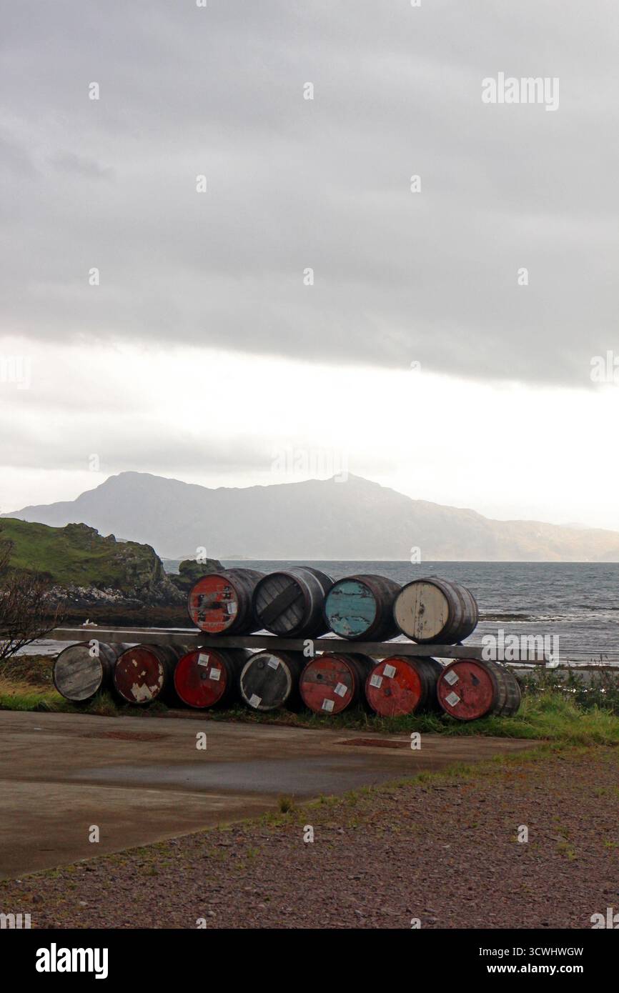 Whiskey barrels at Torabhaig Distillery, Isle of Skye Stock Photo - Alamy