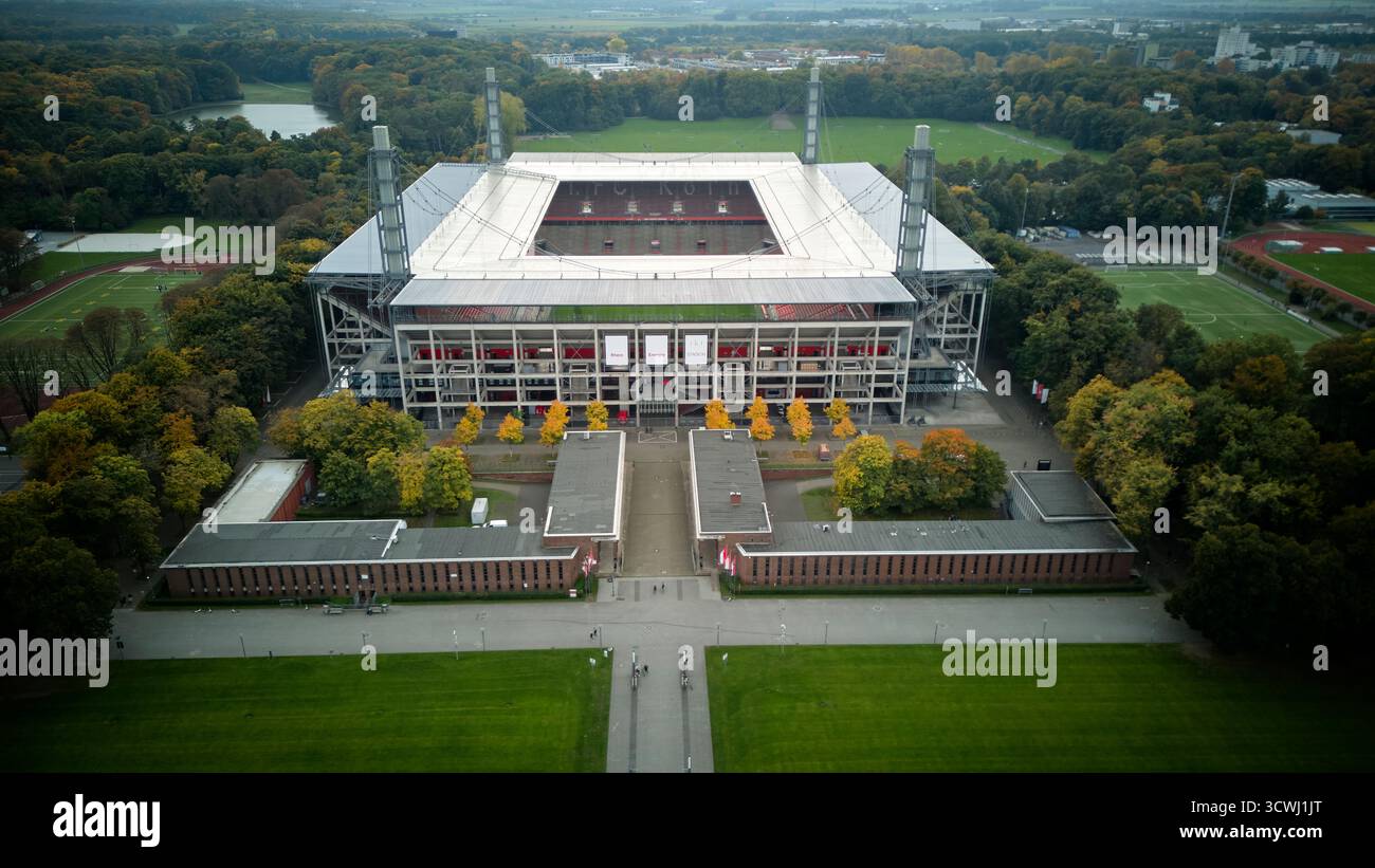 Cologne, Germany - 12 October, 2025: Symmetrical aerial view of a ...