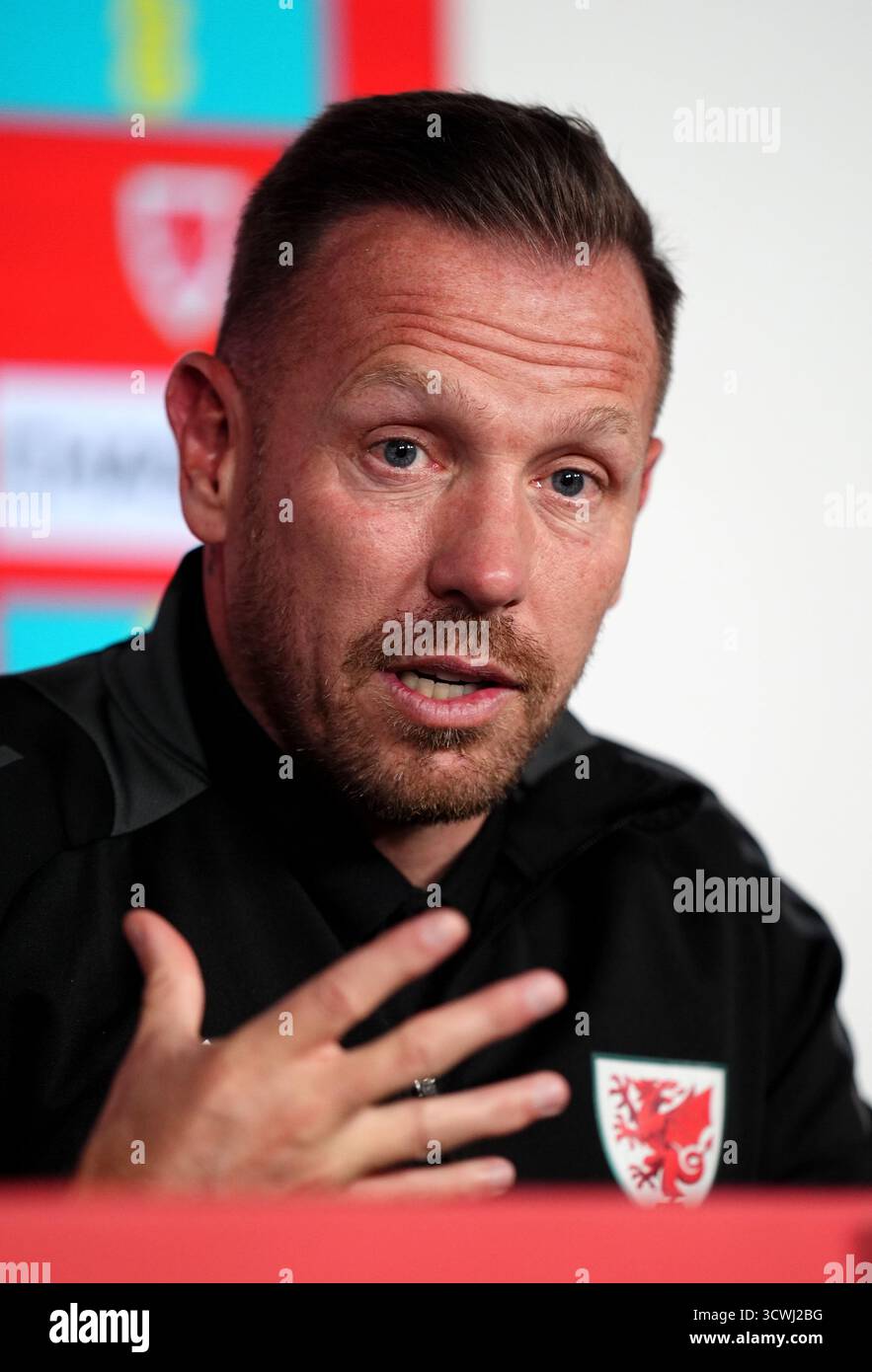 Wales manager Craig Bellamy during a press conference at the Vale ...