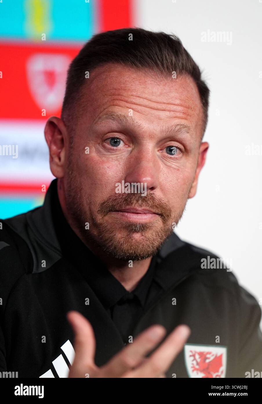 Wales manager Craig Bellamy during a press conference at the Vale ...