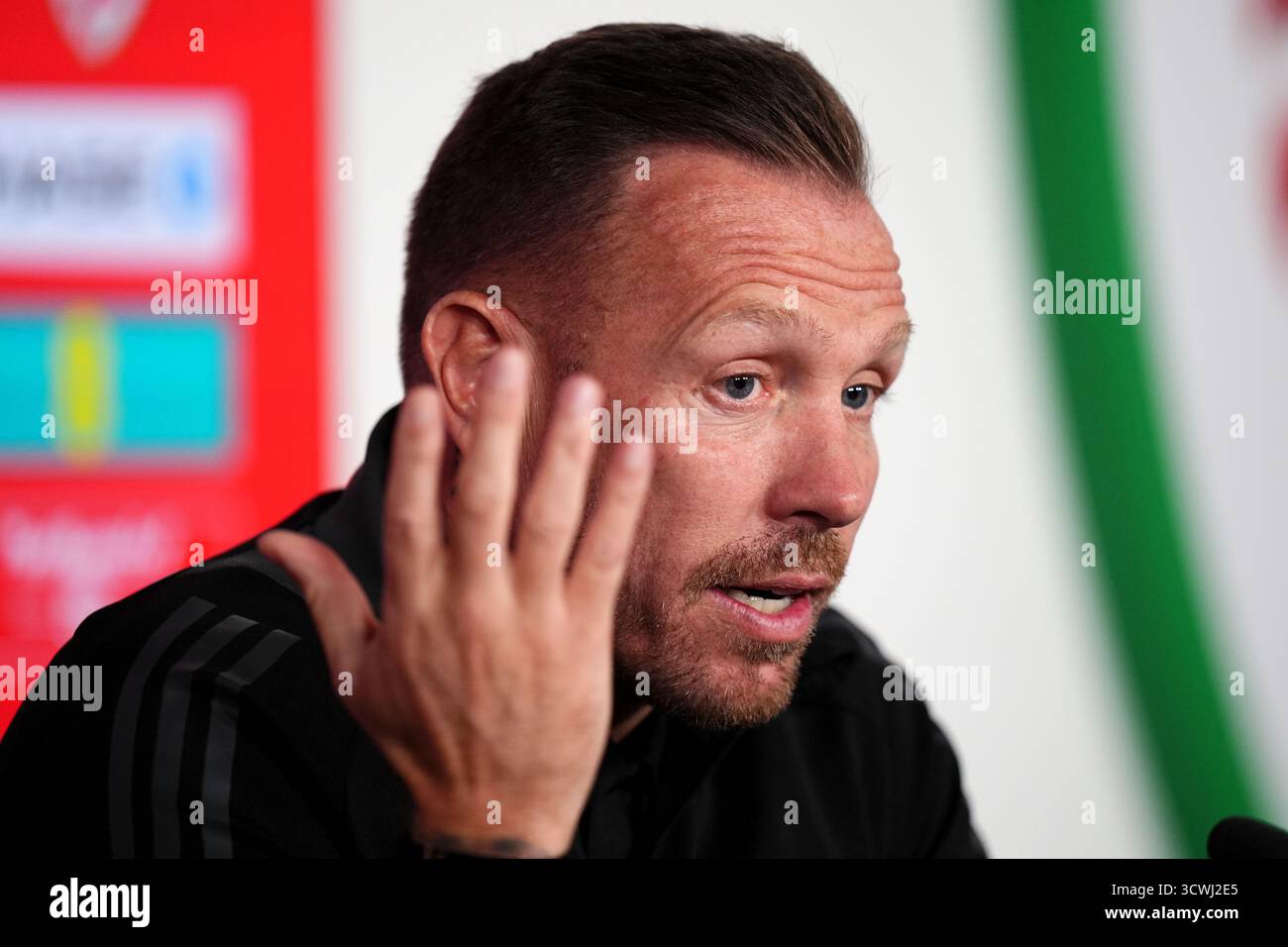 Wales manager Craig Bellamy during a press conference at the Vale ...