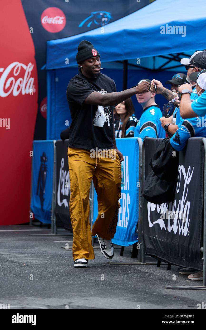 Carolina Panthers wide receiver Xavier Legette arrives at Bank of ...