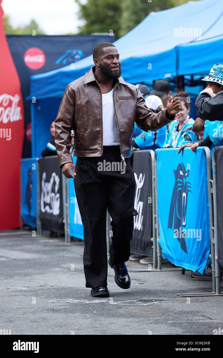 Carolina Panthers linebacker Claudin Cherelus arrives at Bank of ...