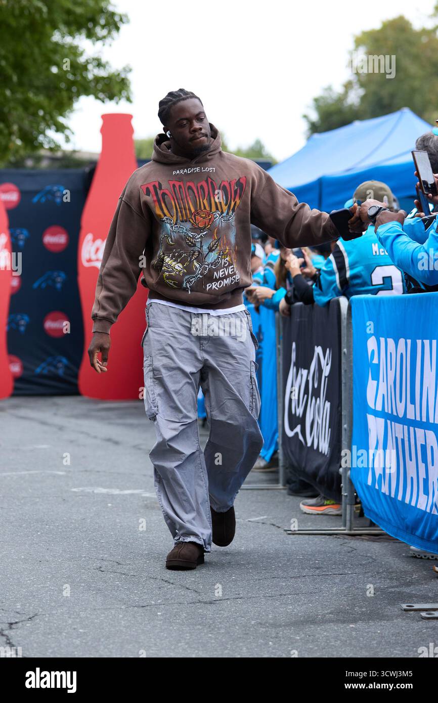 Carolina Panthers linebacker Thomas Incoom arrives at Bank of America ...