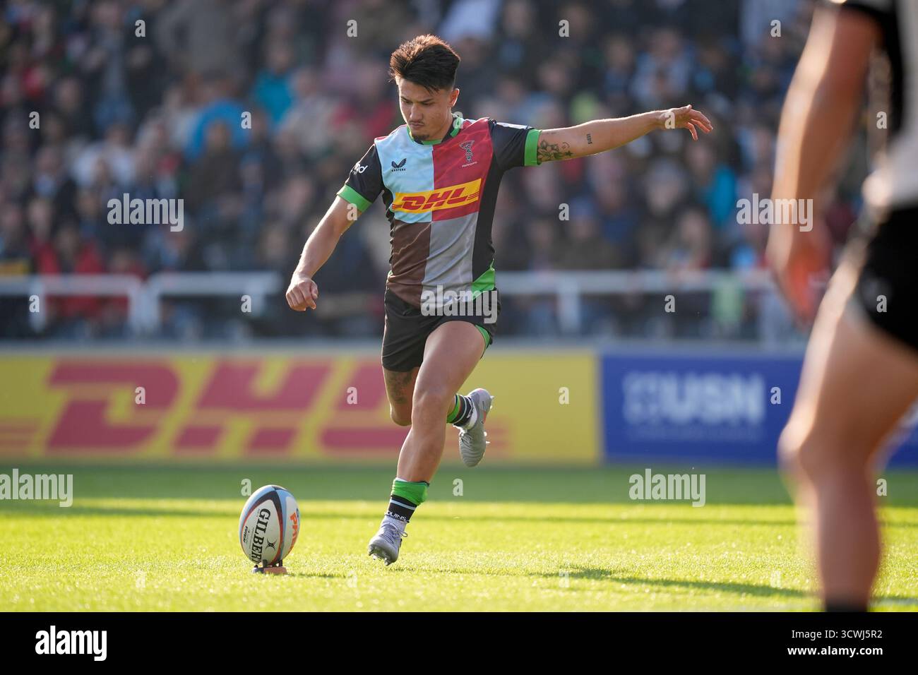 Harlequins' Marcus Smith kicks a conversion during the Gallagher PREM ...