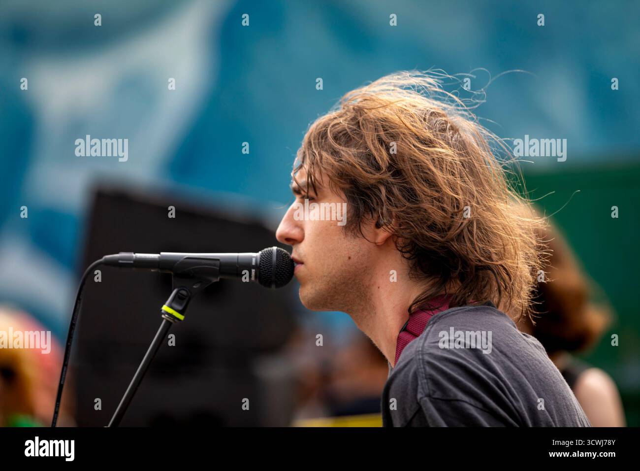 NEW YORK, NEW YORK - SEPTEMBER 27: The band Geese, fronted by Cameron ...