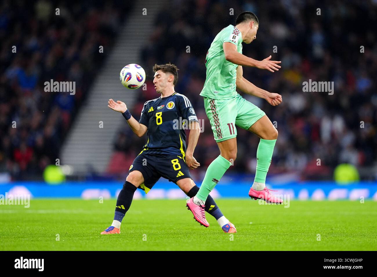 Scotland's Billy Gilmour (left) and Belarus' German Barkovsky battle ...