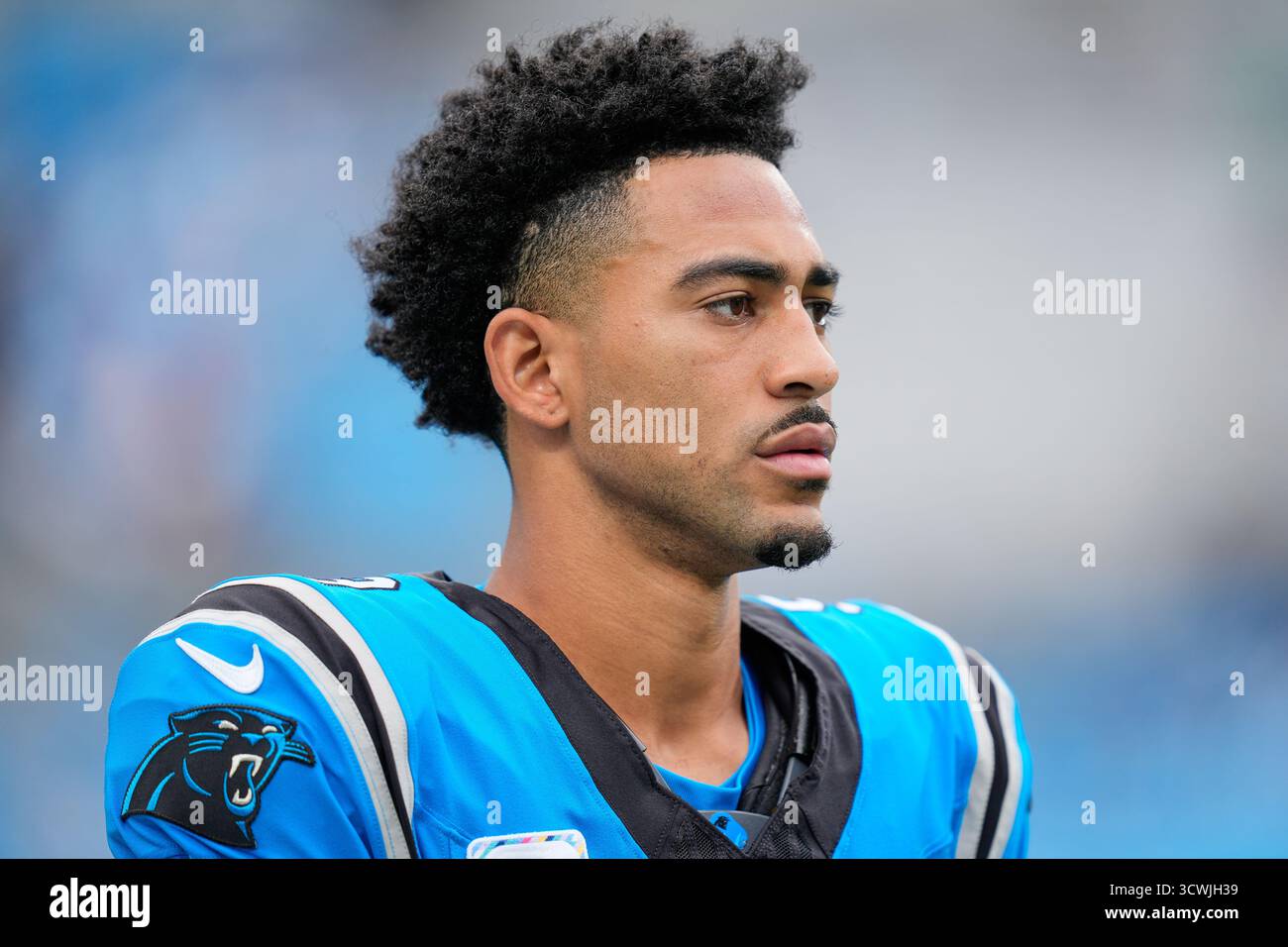 Carolina Panthers quarterback Bryce Young participates in warmups ...