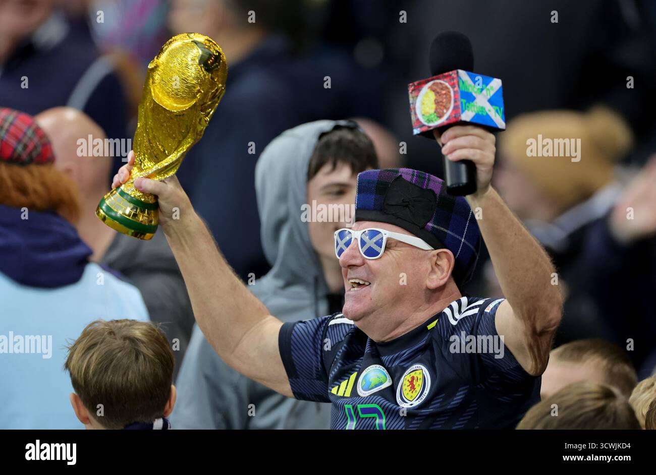 Scotland fan with a World Cup trophy in the crowd during the FIFA World ...