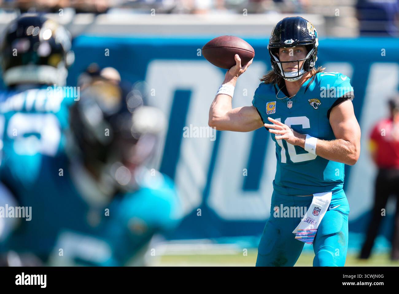 Jacksonville Jaguars quarterback Trevor Lawrence looks to throw during ...