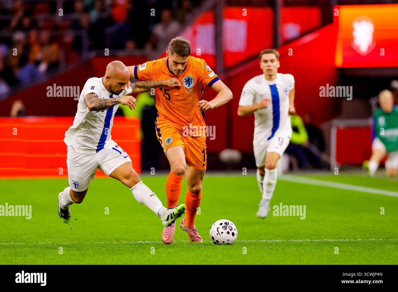 Amsterdam - Nikolai Alho of Finland, Micky van de Ven of The ...