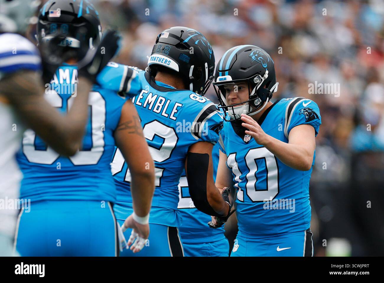 Carolina Panthers' Tommy Tremble (82) and Ryan Fitzgerald (10 ...
