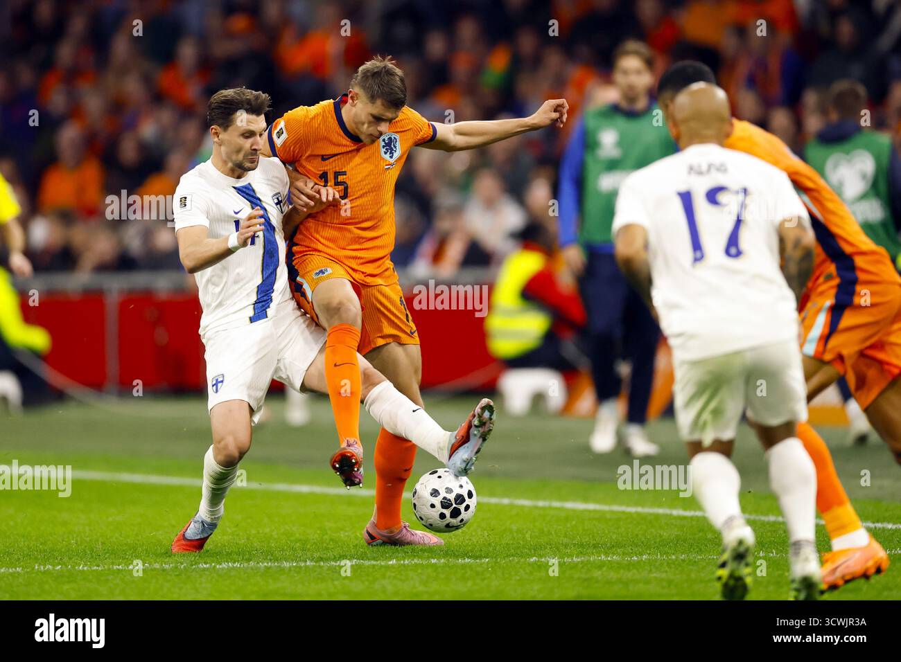 AMSTERDAM – (l-r) Kaan Kairinen of Finland, Micky van de Ven of the ...