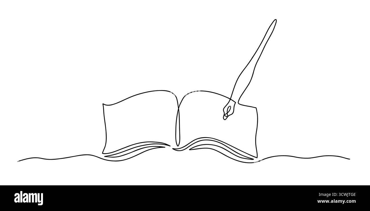 Open book continuous line hi-res stock photography and images - Alamy