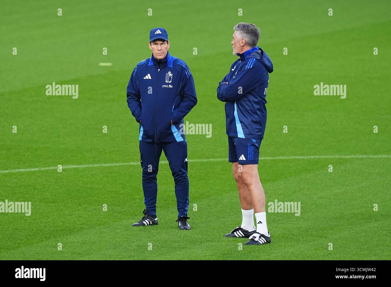 Belgium head coach Rudi Garcia (left) during a training session at the ...