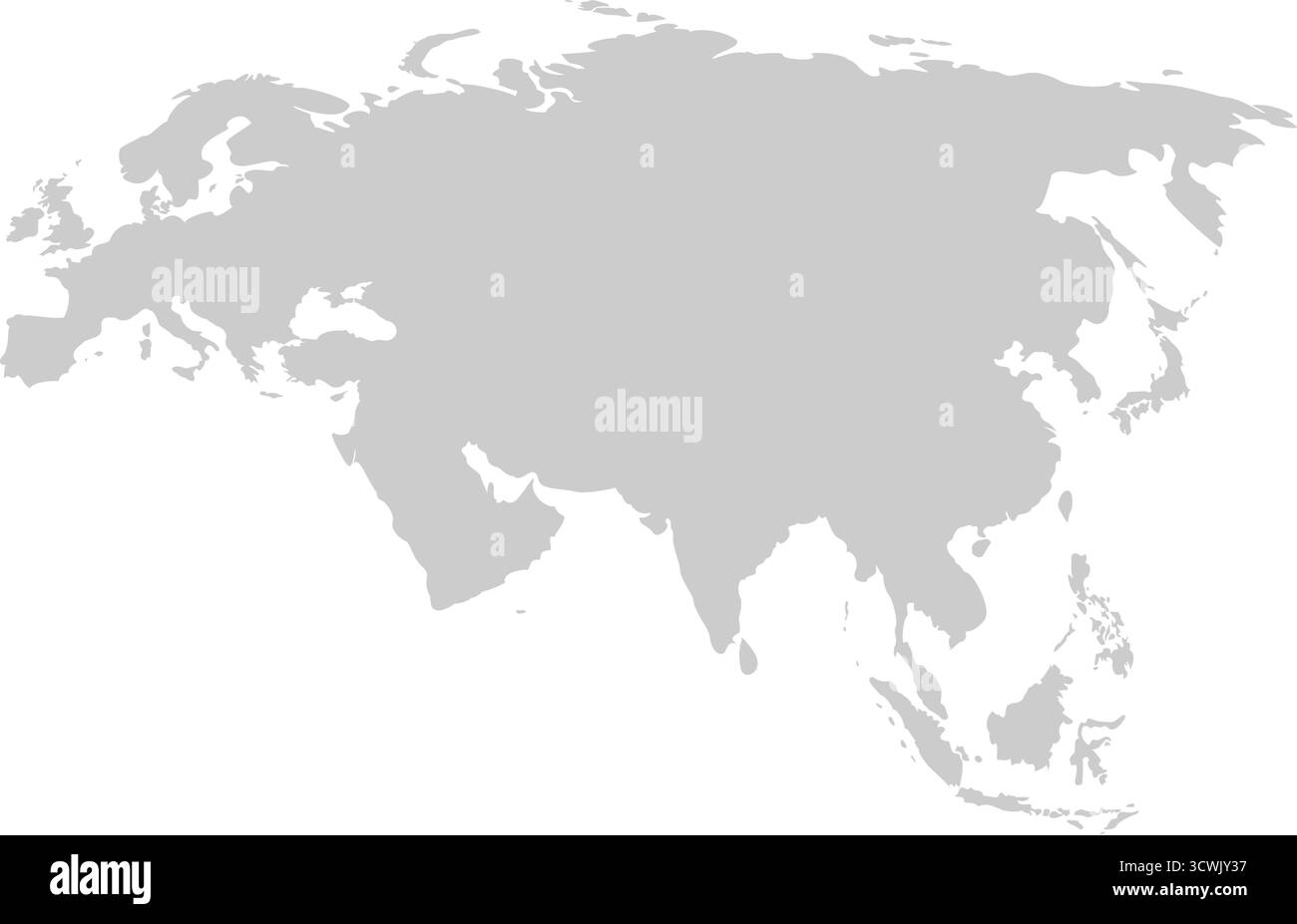 Gray vector world map illustration. Eurasia continent on transparent ...