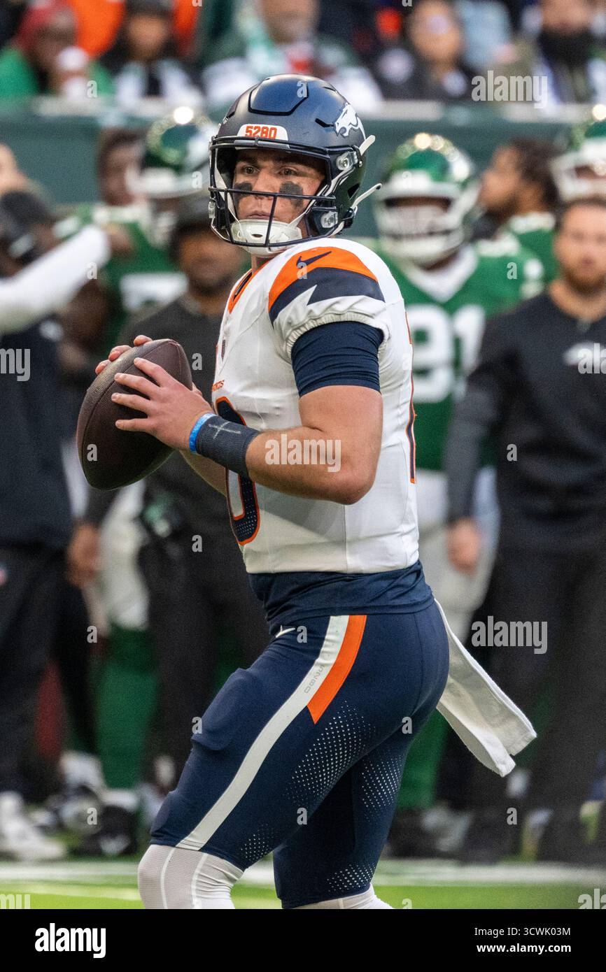 London, UK. 12 October 2025. Bo Nix, no.10, Broncos Quarterback, with ...