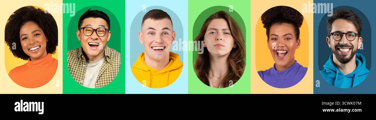 Collage of Diverse People Expressing a Range of Emotions and Smiles in ...