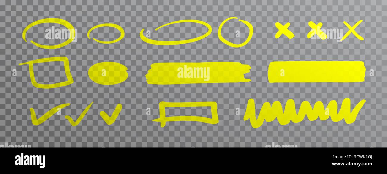 Vector set of highlighter marker strokes Stock Vector Image & Art - Alamy