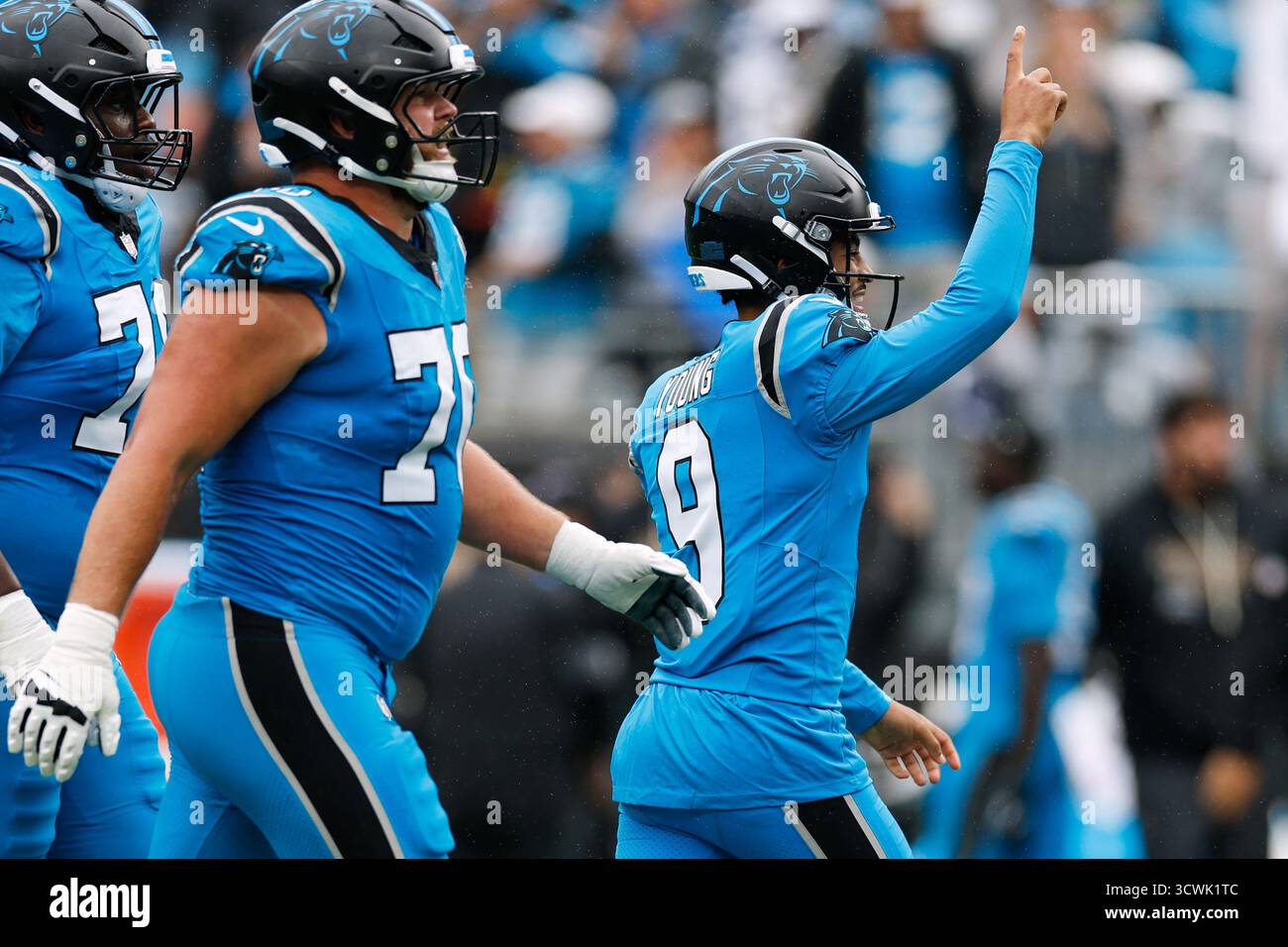 Carolina Panthers' Bryce Young (9) celebrates a touchdown against the ...