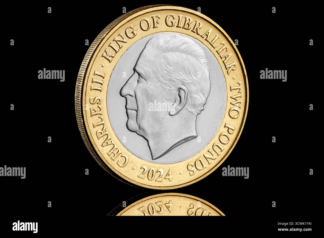 2024 Gibraltar £2 coin featuring a portrait of King Charles III by ...