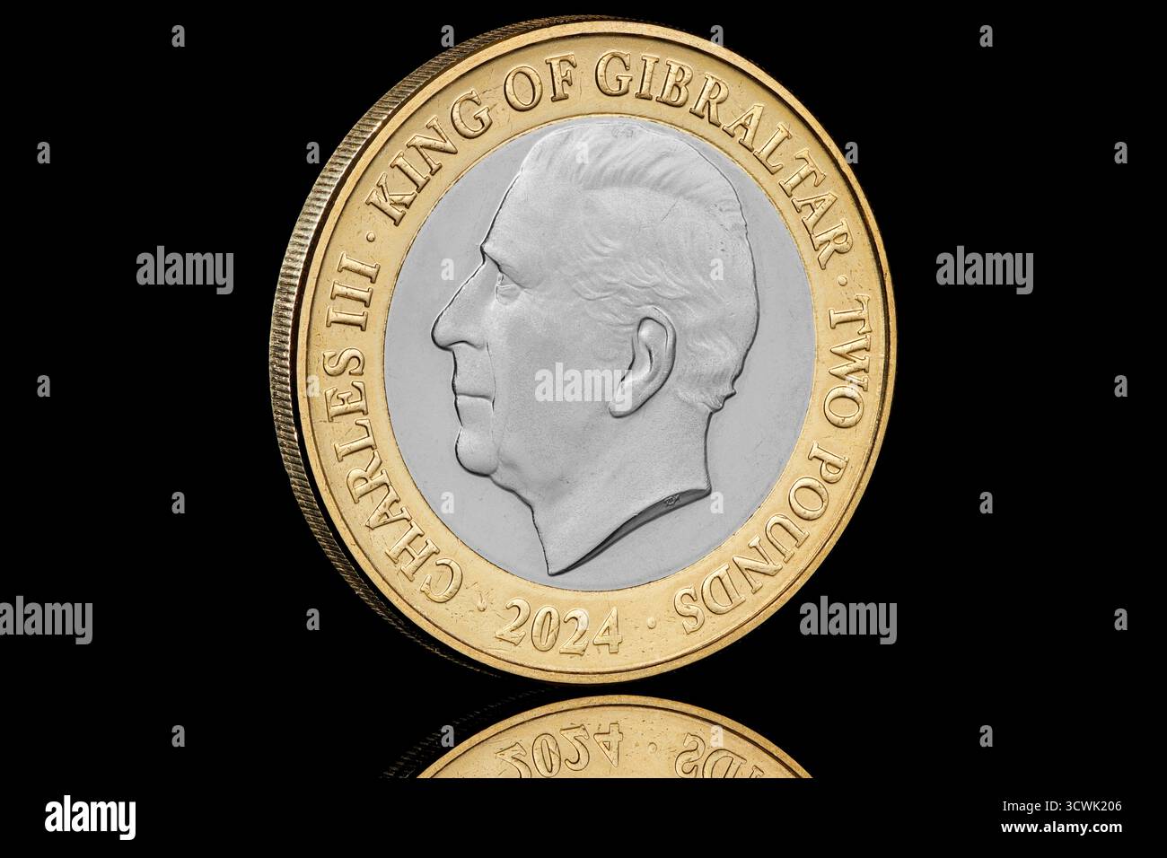 2024 Gibraltar £2 coin featuring a portrait of King Charles III by ...