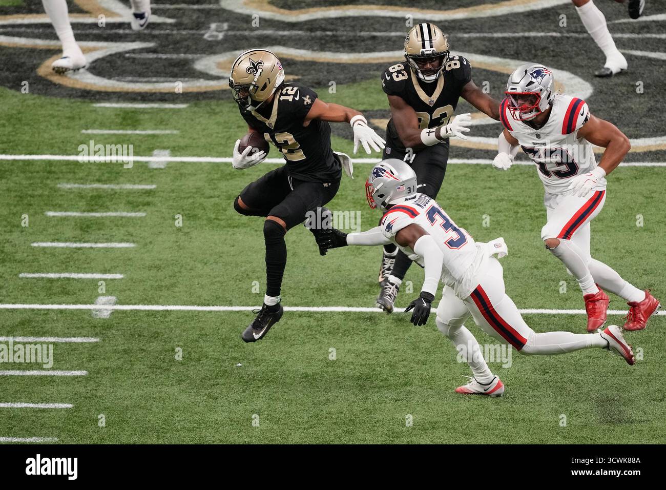 New Orleans Saints wide receiver Chris Olave (12) runs against New ...