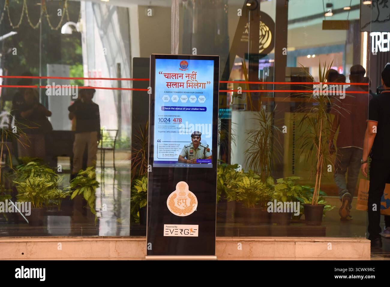 GURUGRAM, INDIA - OCTOBER 12: Gurugram Traffic Police has introduced a QR code-based kiosk ...