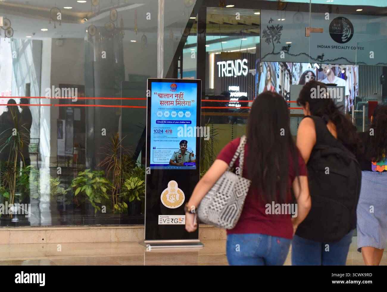 GURUGRAM, INDIA - OCTOBER 12: Gurugram Traffic Police has introduced a QR code-based kiosk ...