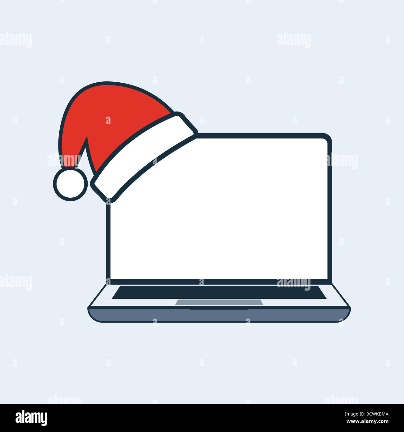 Laptop with Santa Hat Digital Christmas Holiday Stock Vector Image ...