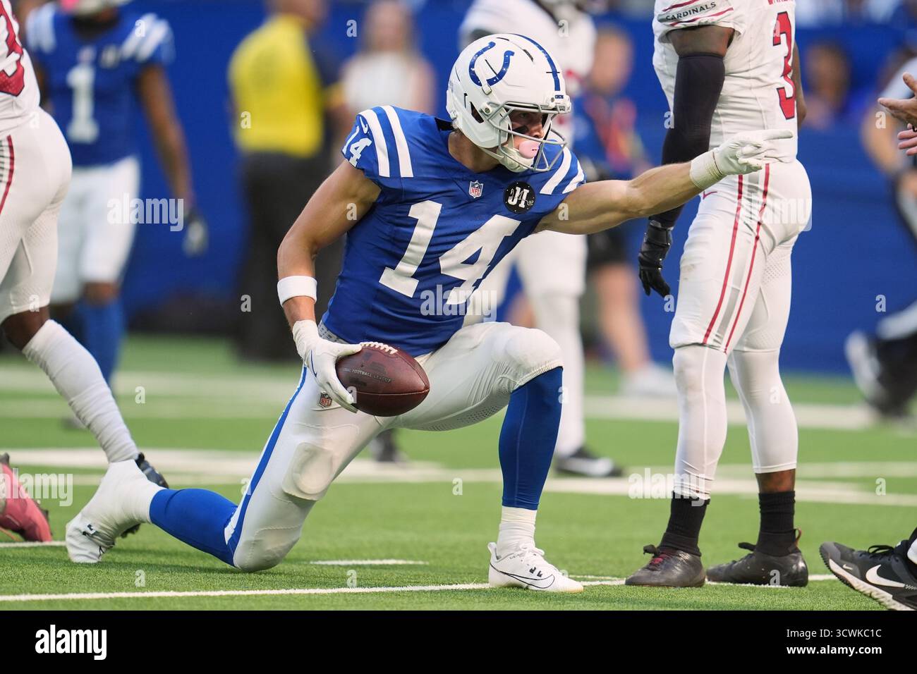 Indianapolis Colts' Alec Pierce celebrates a first down during the ...