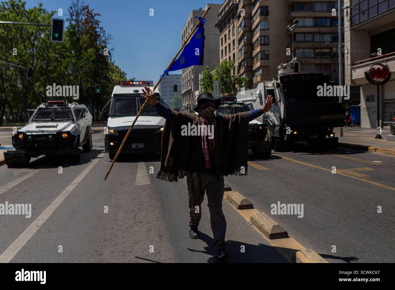 Commemoration of Indigenous Resistance Day in Santiago de Chile on ...