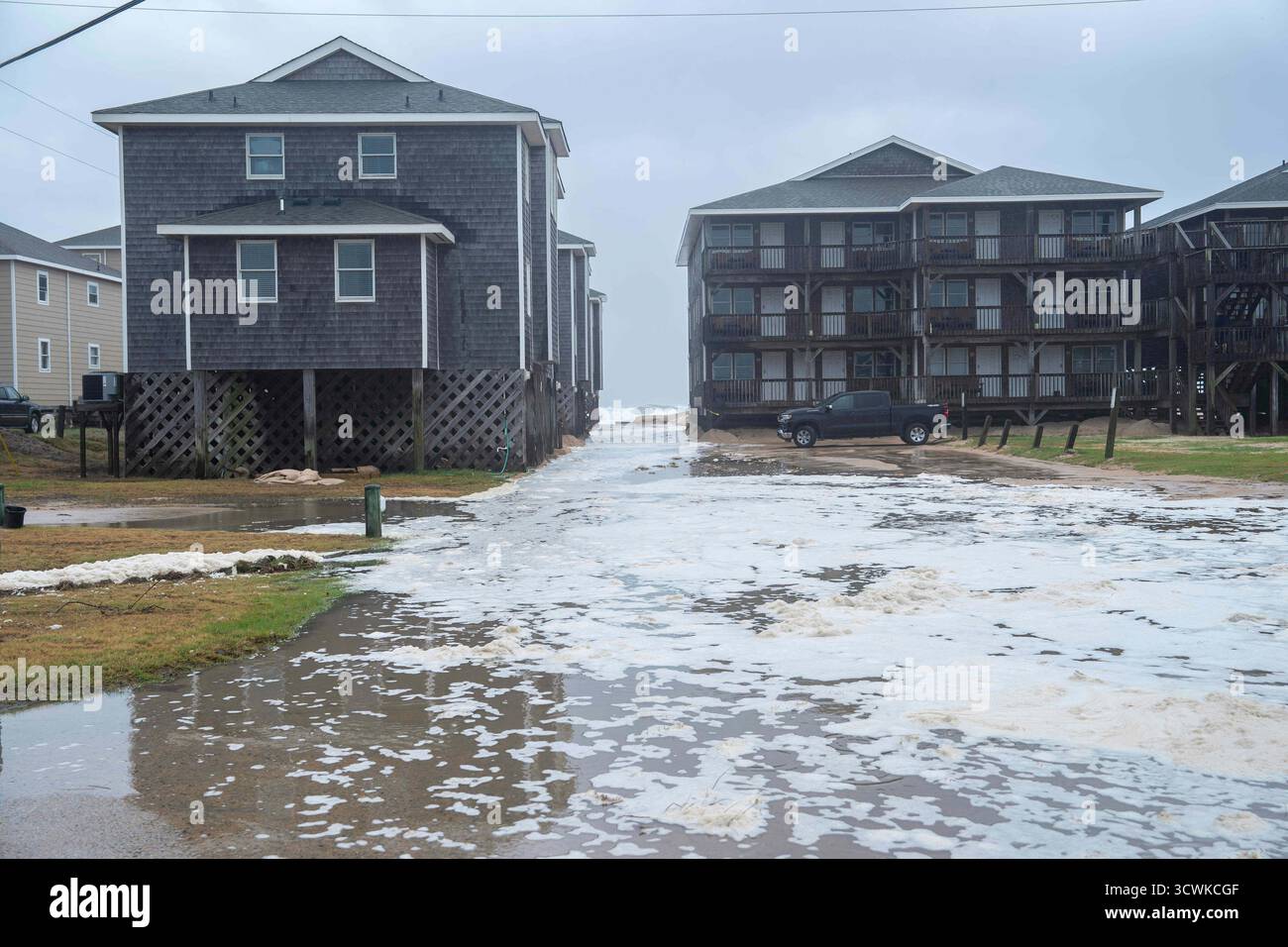 A hotel floods in the midst of a storm, Sunday, Oct. 12, 2025, in ...