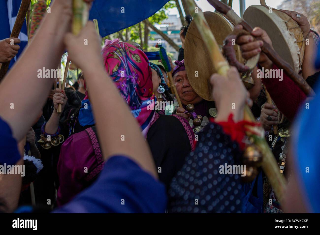Commemoration of Indigenous Resistance Day in Santiago de Chile on ...
