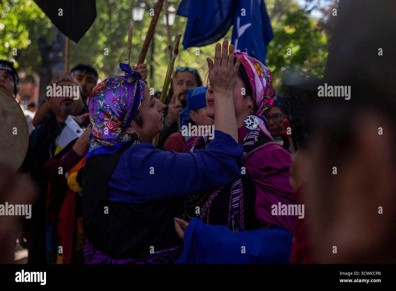 Commemoration of Indigenous Resistance Day in Santiago de Chile on ...