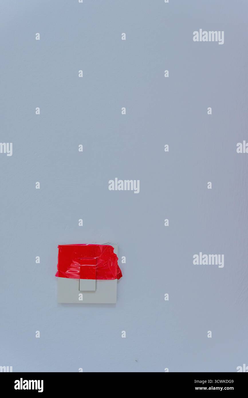 Power Off — Red Tape and White Wall Stock Photo - Alamy