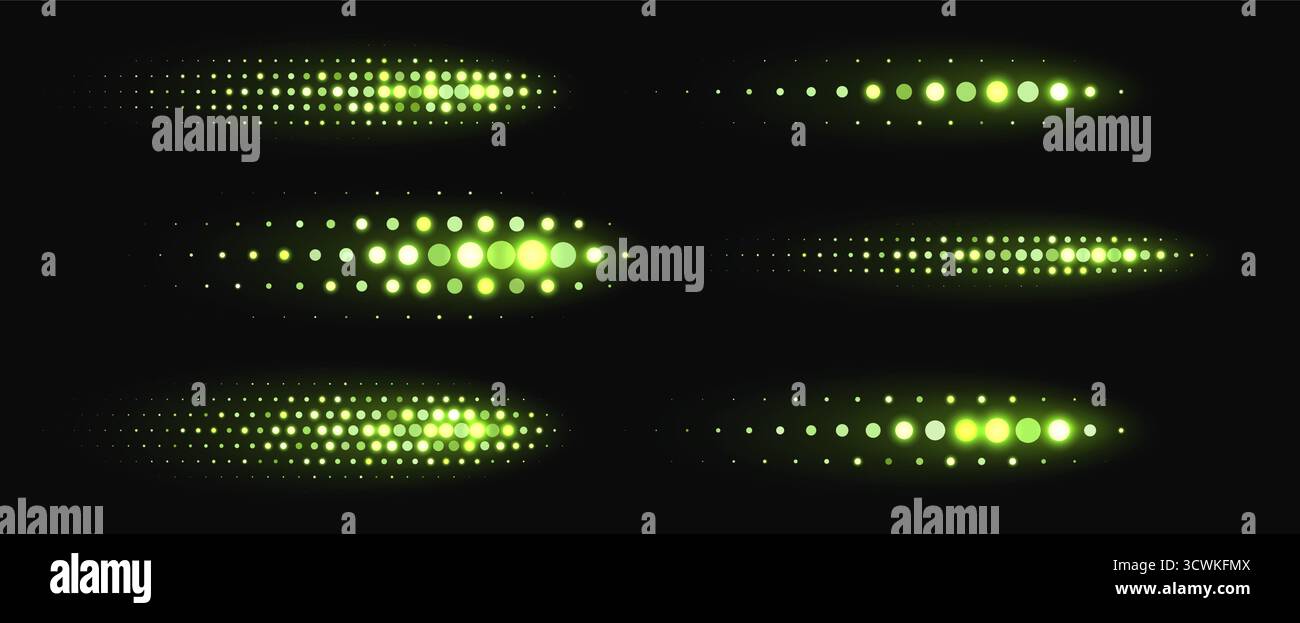 Green halftone shapes, glowing dynamic elements made from sparkling ...
