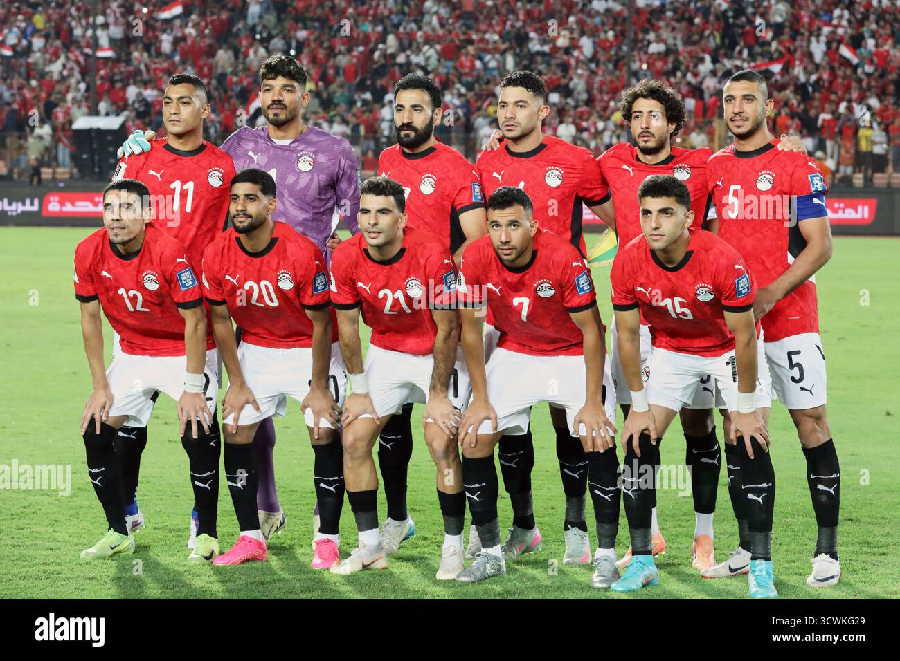 Egyptian national team soccer players pose for a group photo before ...
