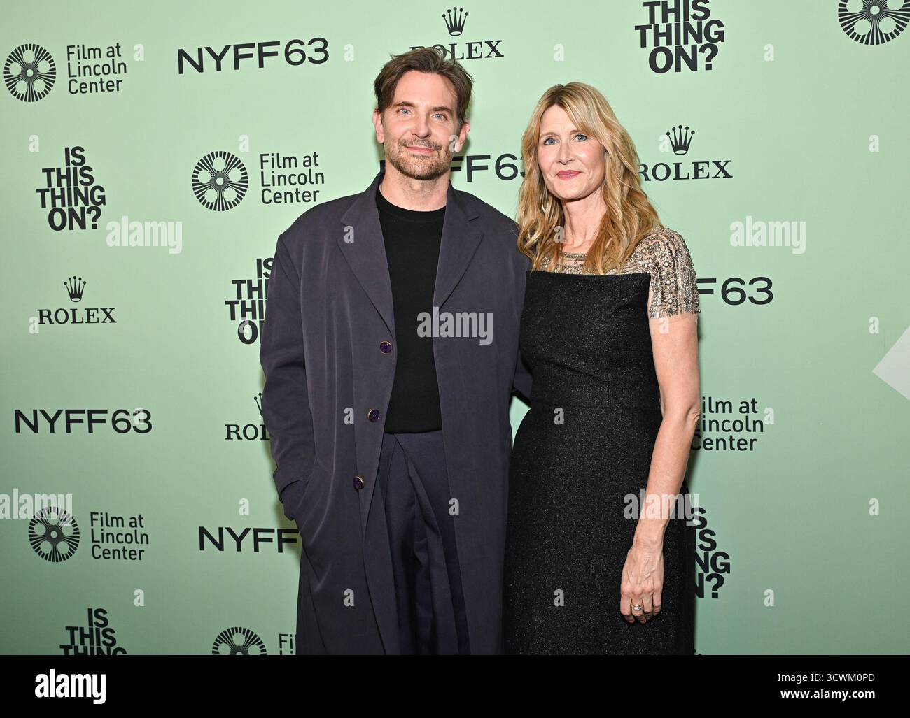 Bradley Cooper, left, and Laura Dern attend the premiere of "Is This ...