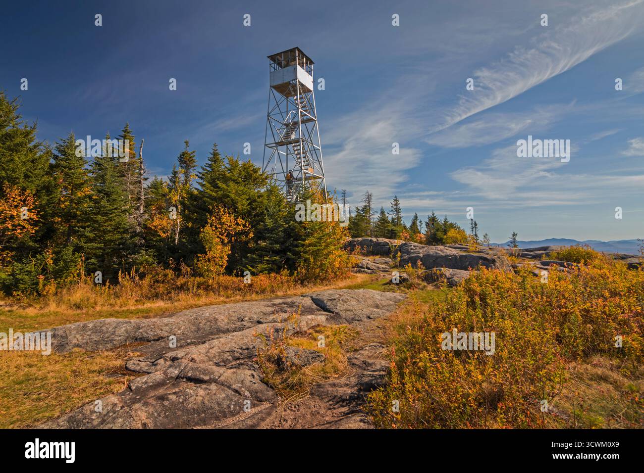 St. Regis Fire Tower views with peak fall foliage in daytime, Saranac ...